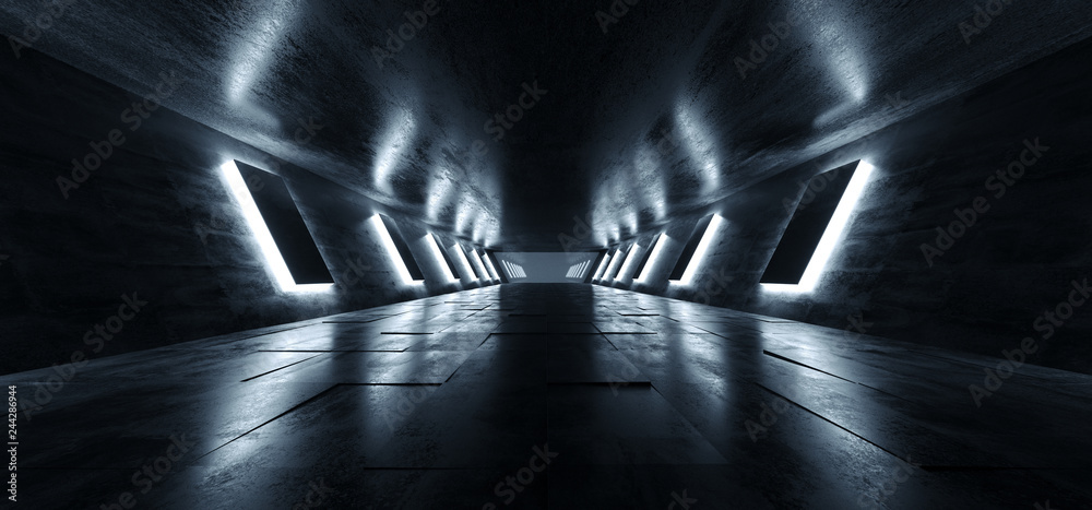 Dark Sci Fi Alien Futuristic Modern Tiled Floor Grunge Reflective ...