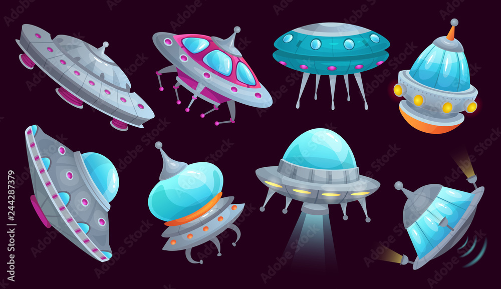 Cartoon Alien Spaceship In Space