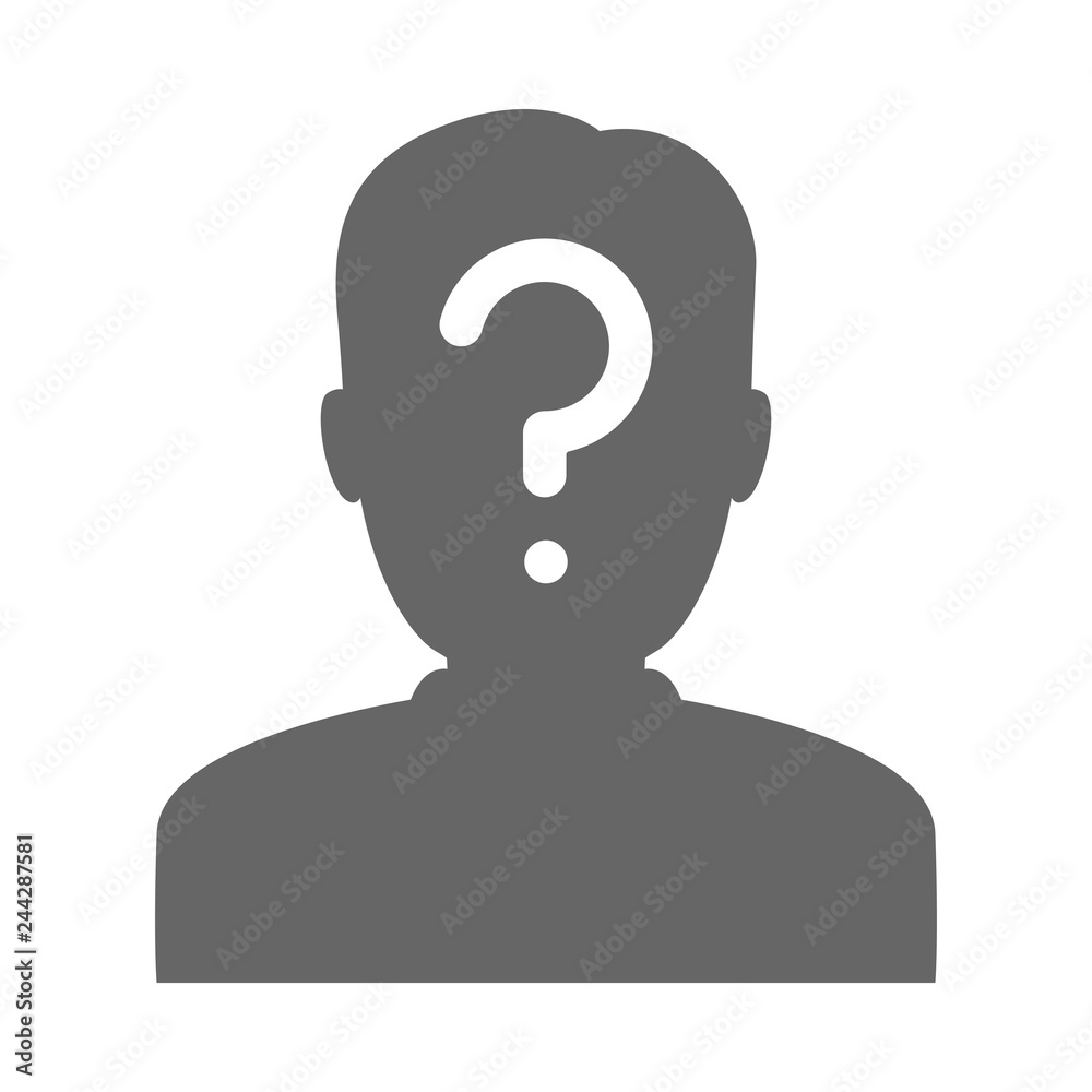 Human silhouette with question mark on his head. Anonymous user. Vector icon. Stock Vector ...