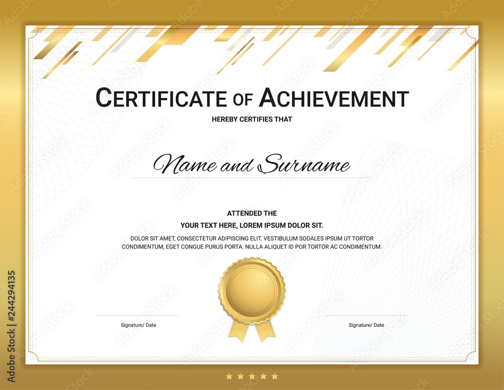Yellow Certificate Gold Background Certificate Template, 46% OFF