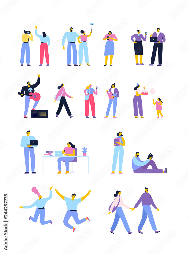 Vector people set isolated on white background. Flat cartoon characters ...