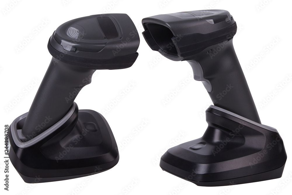 Foto de Cordless barcode scanning gun/wand in a USB charging cradle ...
