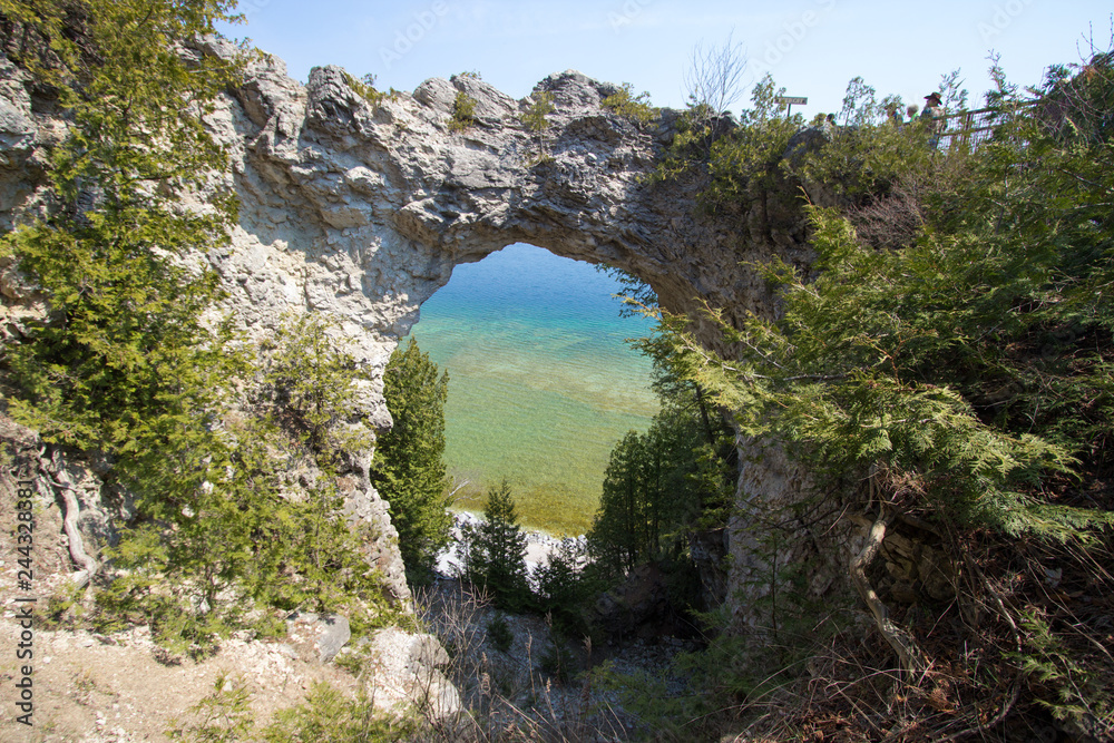 Mackinaw Island Arch Rock. The famous natural landmark Arch Rock is an ...