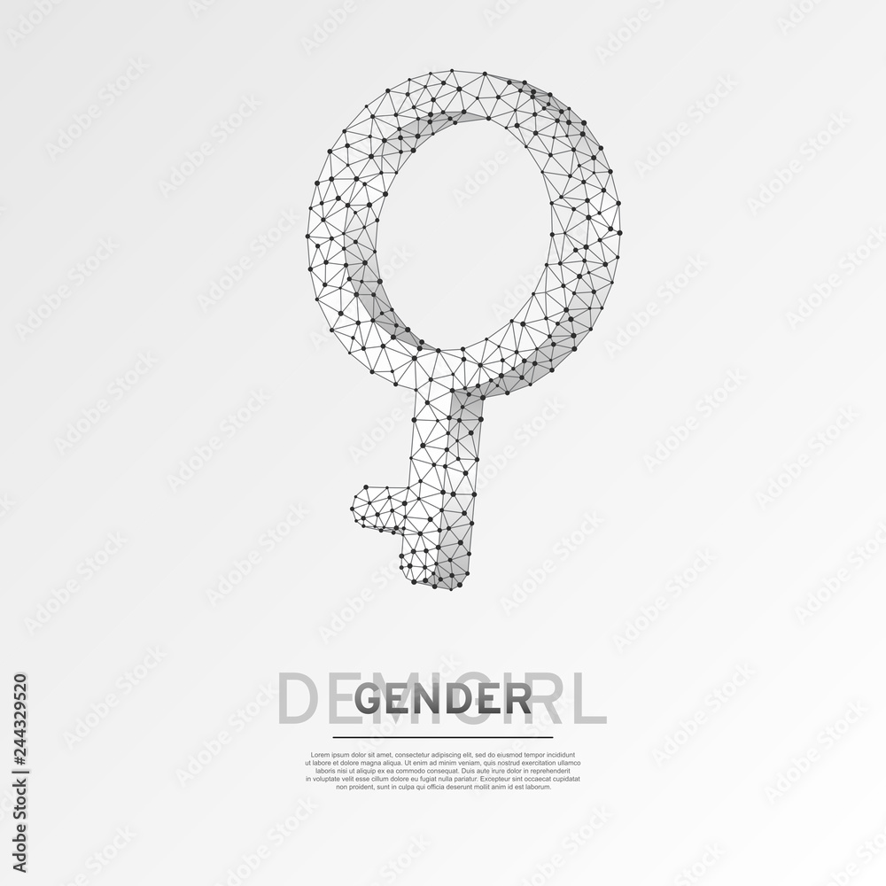 Demigirl symbols. Wireframe digital 3d illustration. Low poly, non ...