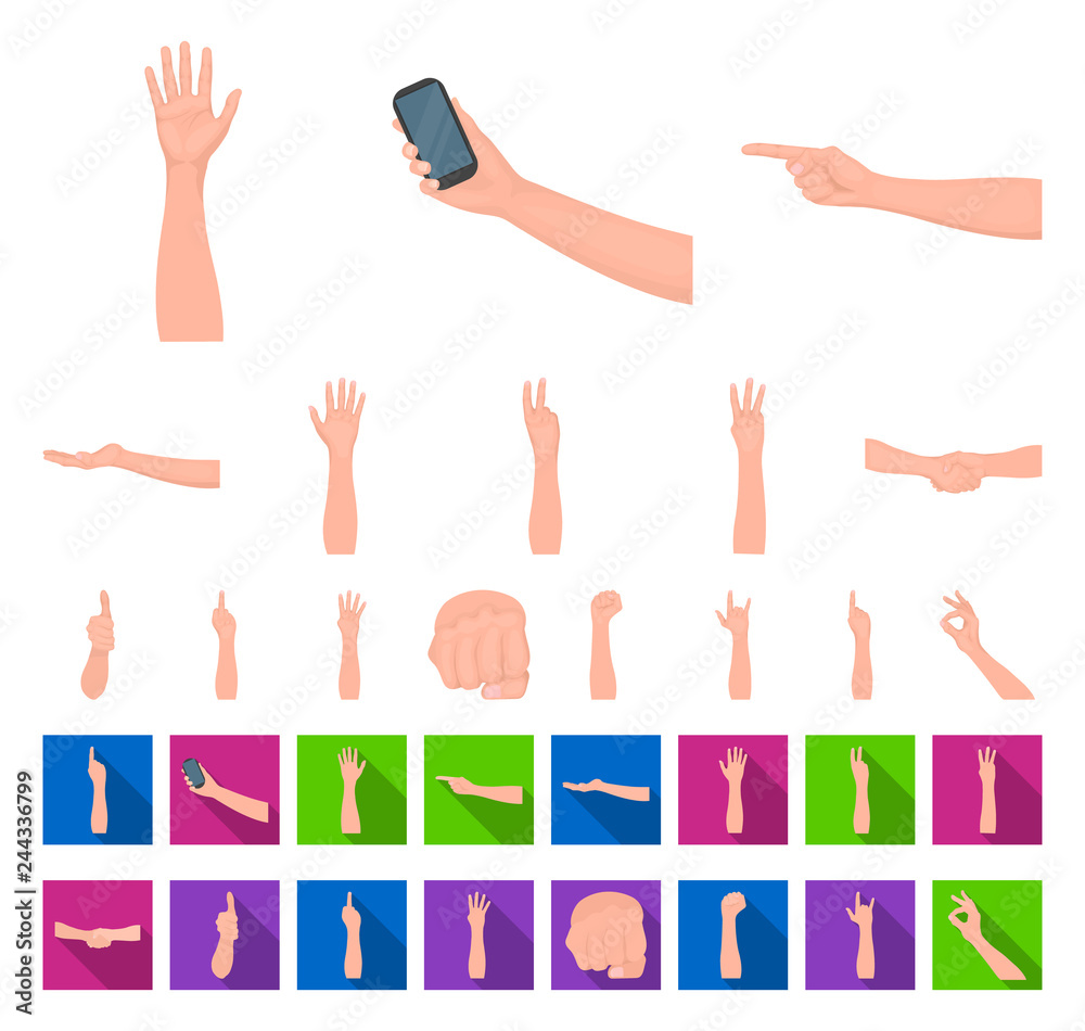 Gestures and their meaning cartoon,flat icons in set collection for ...