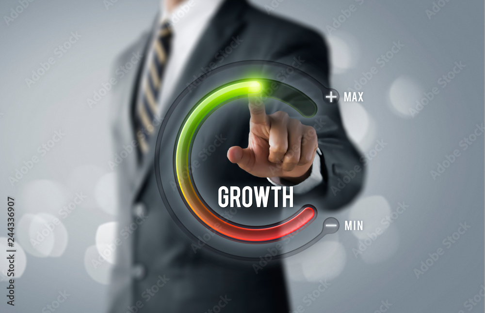 Business growth or career growth concept. Businessman is pulling up ...