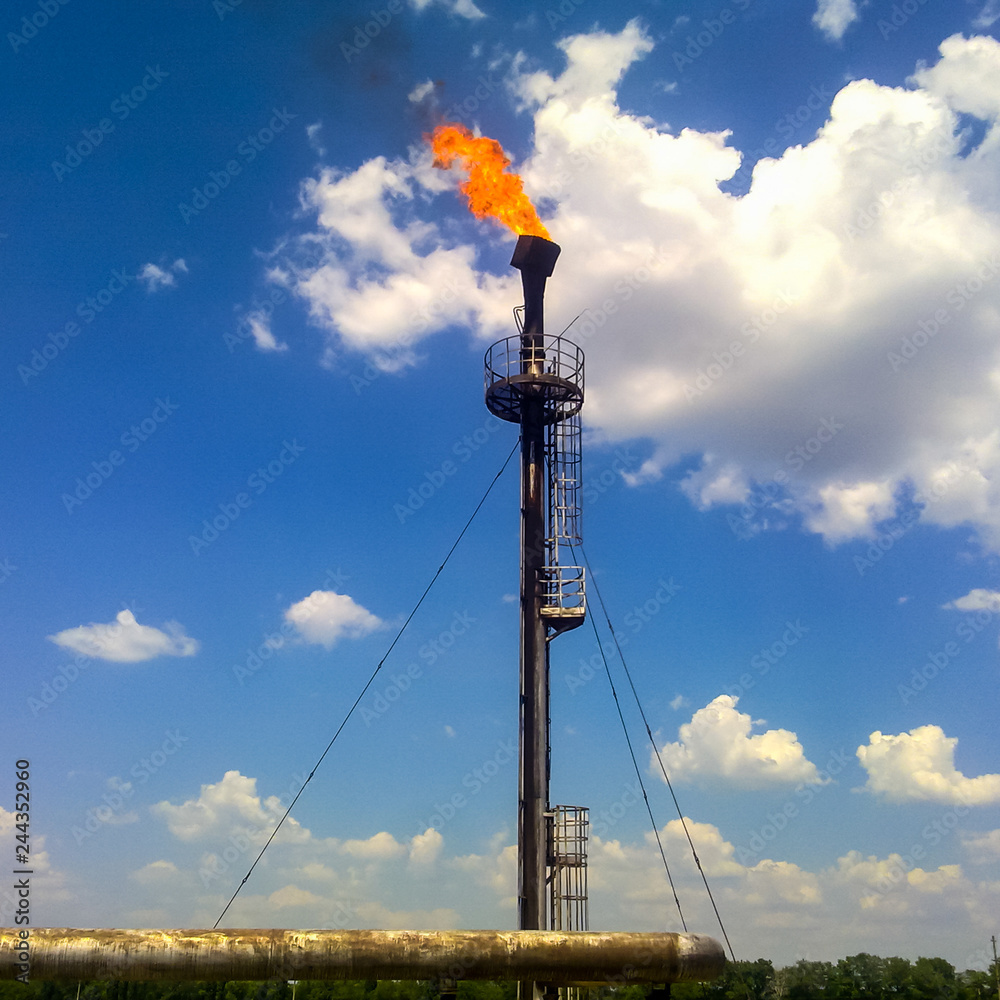 Flare for flaring associated gas. The end point of the pressure Stock ...
