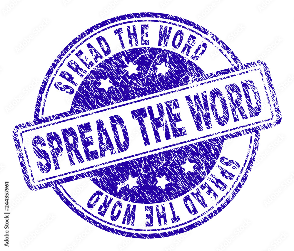 SPREAD THE WORD stamp seal watermark with grunge texture. Designed with ...