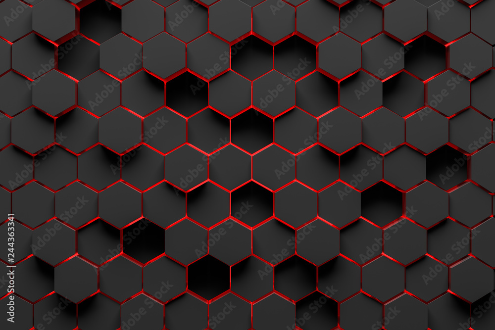 Black and red hexagon pattern background Stock Illustration | Adobe Stock