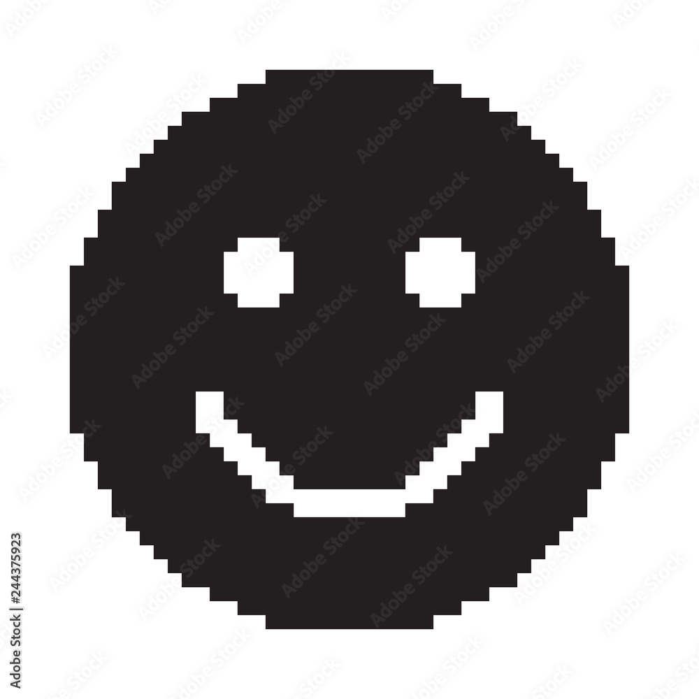 Smile icon. Happy face symbol. Pixel art. Stock Vector | Adobe Stock