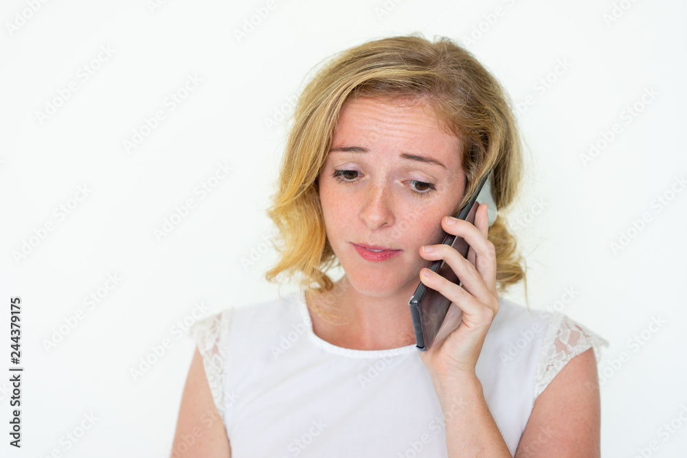 Concerned Woman On Phone