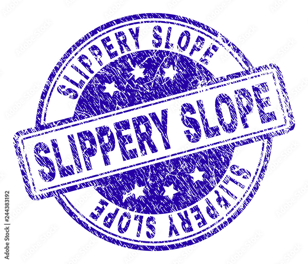 SLIPPERY SLOPE stamp seal imprint with distress texture. Designed with ...