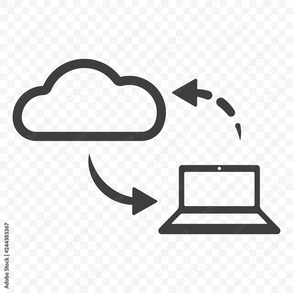 Icon transfer files from computer to cloud and back. Vector on ...