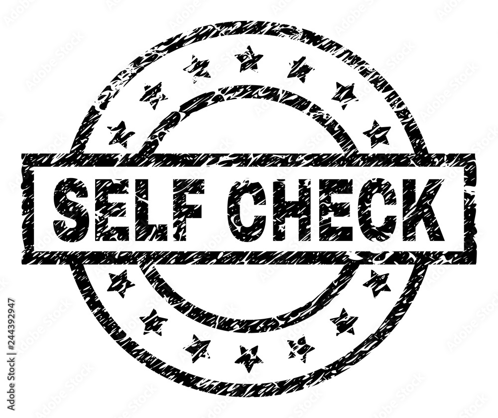SELF CHECK stamp seal watermark with distress style. Designed with ...
