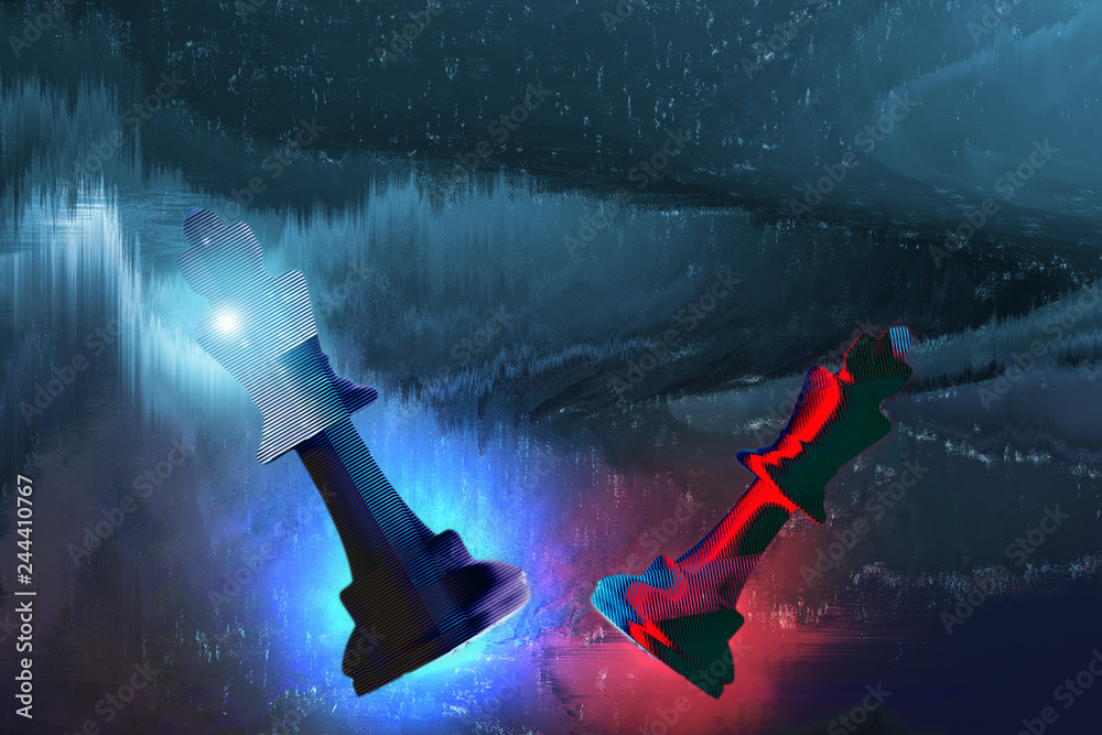 Futuristic digital chess game concept of innovation strategy thinking ...