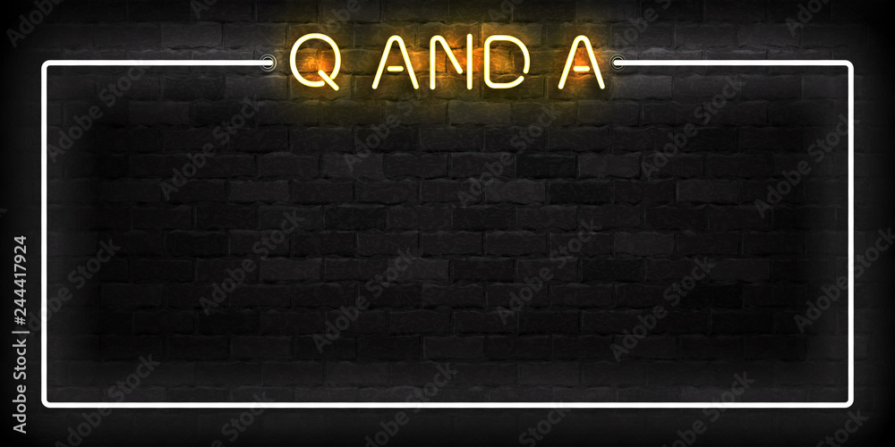 Vector realistic isolated neon sign of Q and A frame logo for template ...