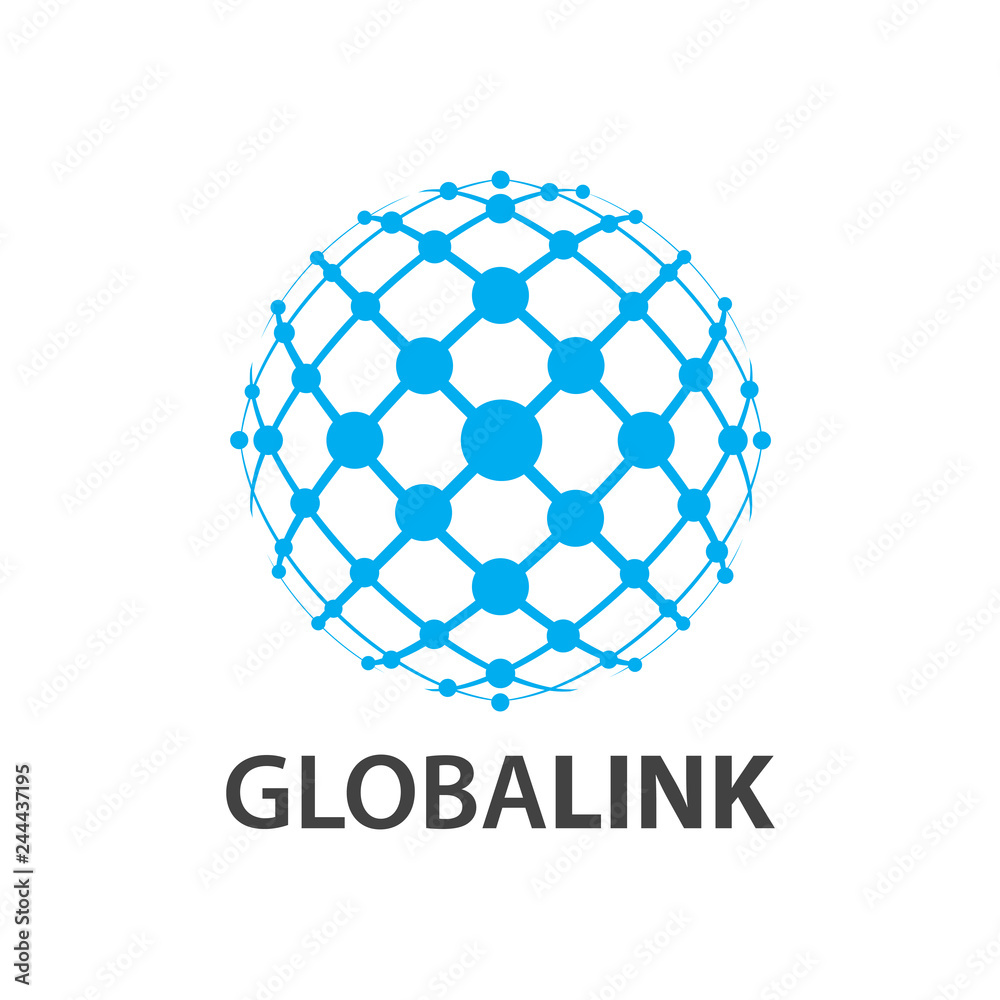 Global link. Globe world line logo concept design. Symbol graphic ...