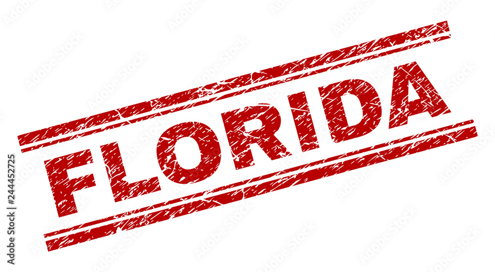 FLORIDA seal stamp with corroded texture. Red vector rubber print of ...