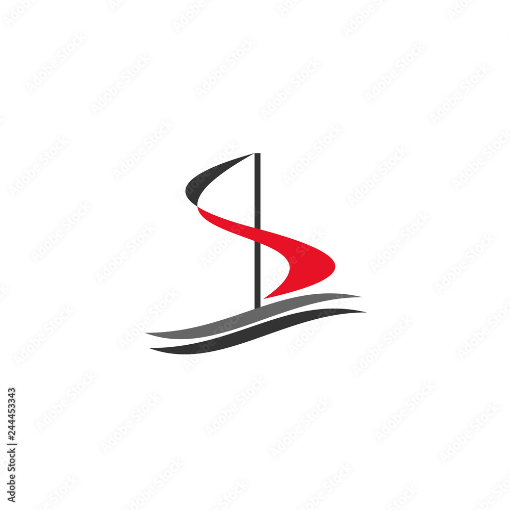 letter s illustration of a sailboat, sailing logo vector design. Stock ...