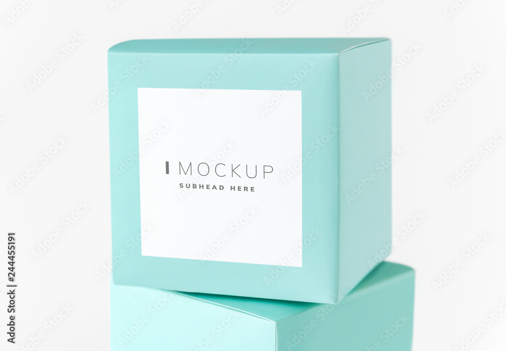 Mint green packaging box mockup Stock Photo | Adobe Stock