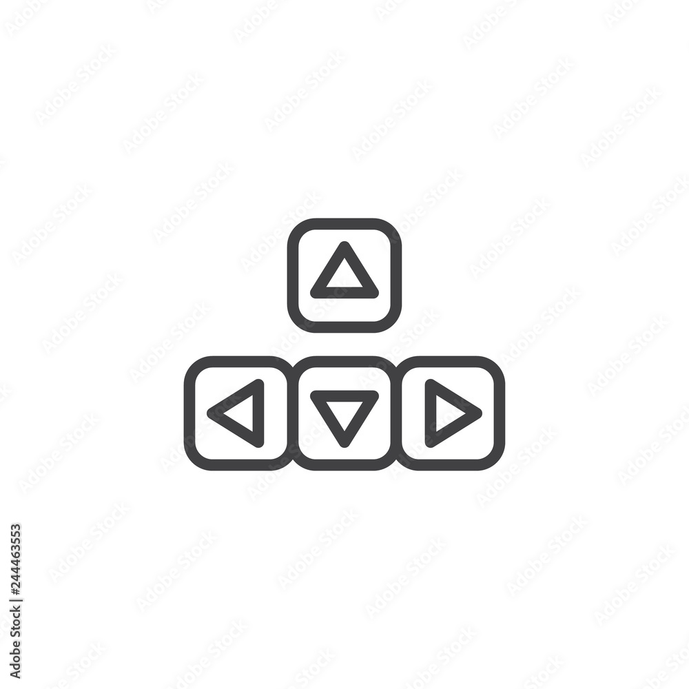 Joystick button line icon. linear style sign for mobile concept and web ...