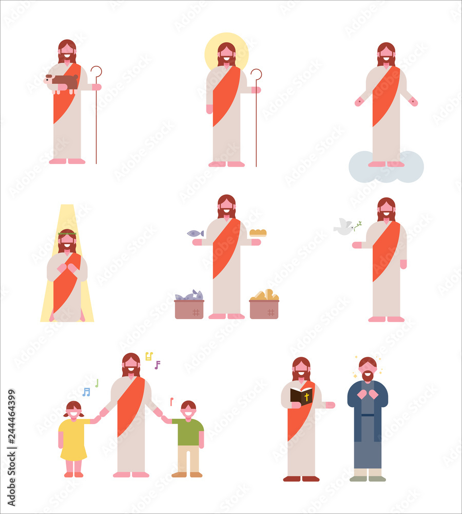 Jesus character set in the Bible. flat design vector graphic style ...