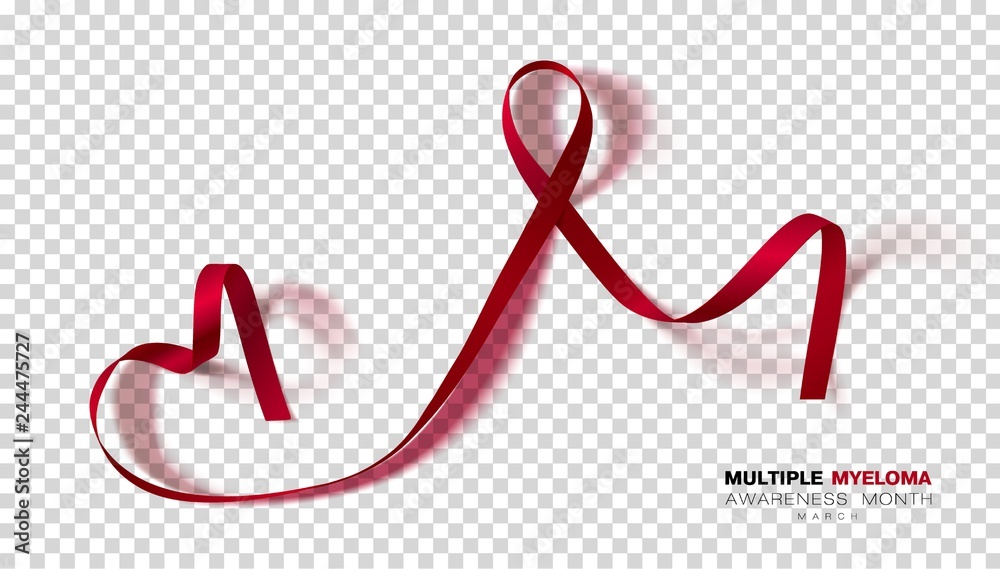 Multiple Myeloma Awareness Month. Burgundy Color Ribbon Isolated On ...