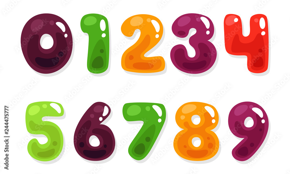 Colorful jelly alphabets for kids numbers Stock Vector | Adobe Stock