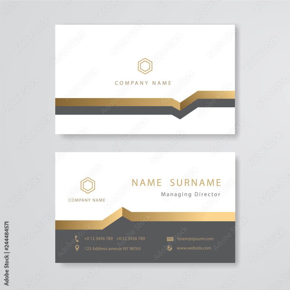 White and Gold luxury design business card flat template vector Stock ...