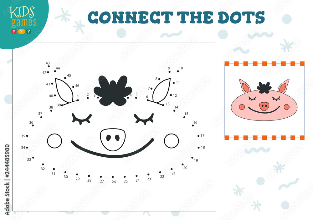 Connect the dots kids game vector illustration. Preschool children ...