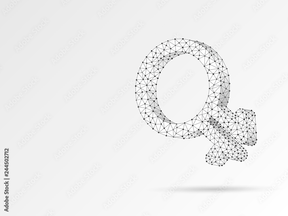 Intergender symbols Wireframe digital 3d illustration. Low poly ...
