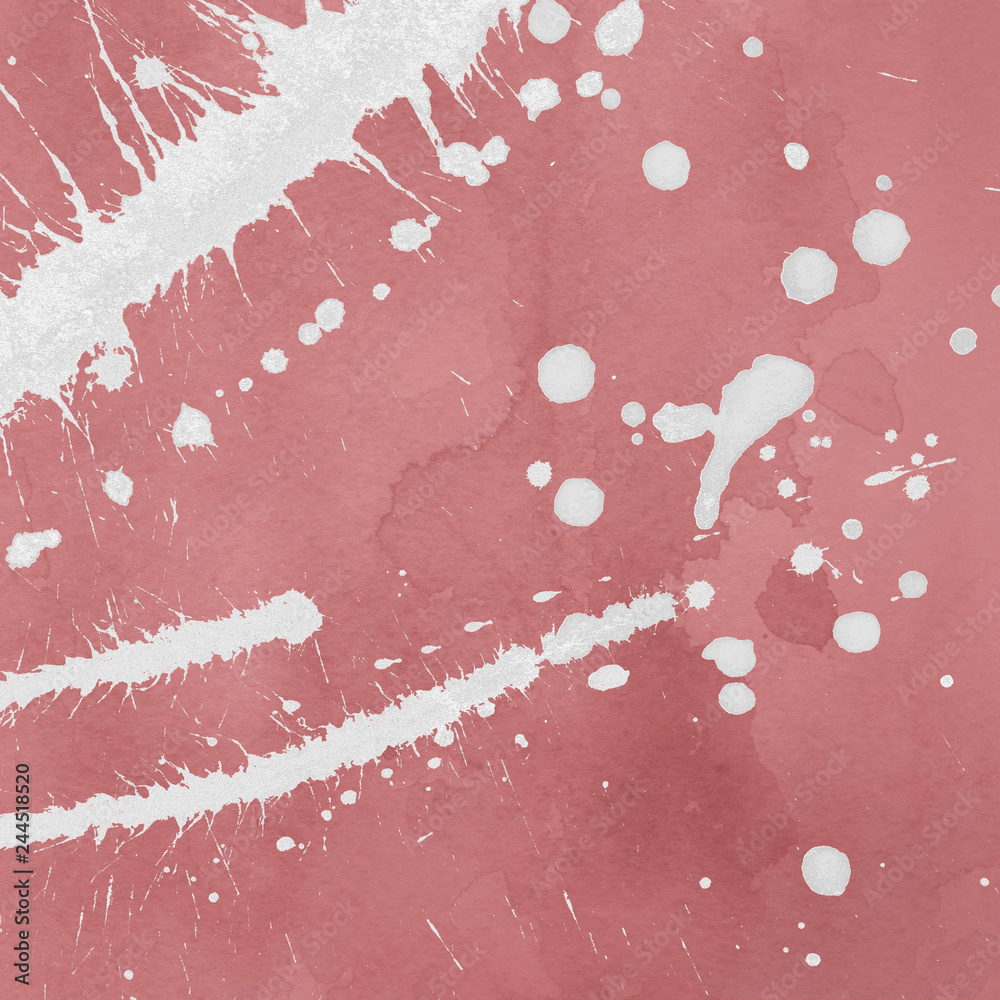 Luxury rose gold and white metal paint splatter effect on watercolor ...