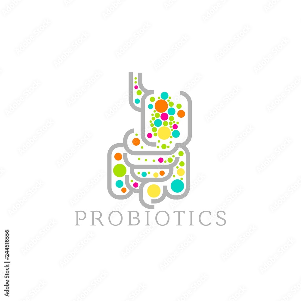Probiotics logo. Bacteria logo. Concept of healthy nutrition ingredient ...
