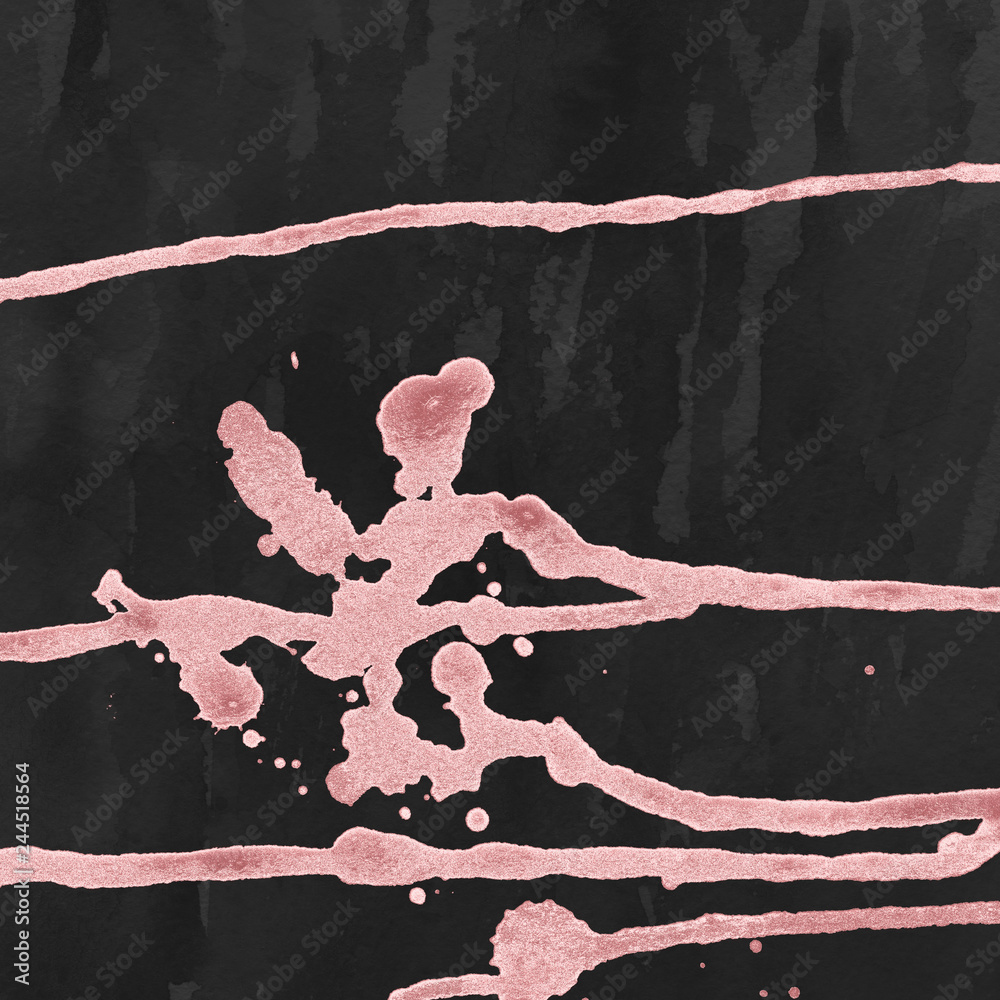 Luxury rose gold and white metal paint splatter effect on watercolor ...