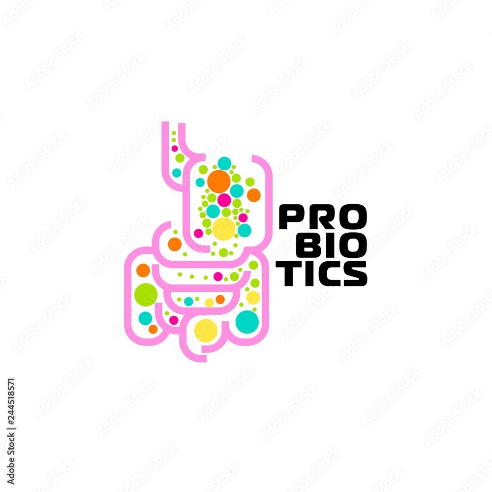 Probiotics logo. Bacteria logo. Concept of healthy nutrition ingredient ...