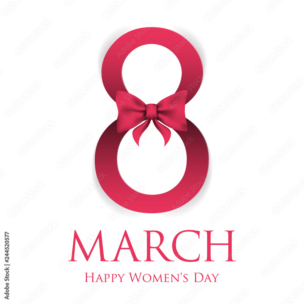 8 March greeting card template with two shiny pearls forming number 8 ...