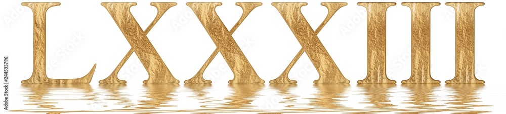 Roman numeral LXXXIII, tres et octoginta, 83, eighty three, reflected ...