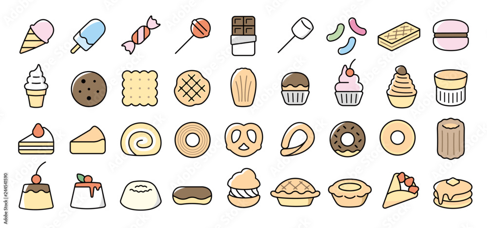 Sweets Icon Set Stock Vector | Adobe Stock