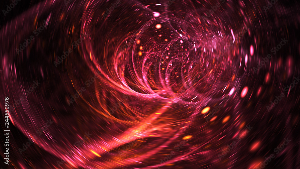 Abstract holiday background with blurred red rays and sparkles ...