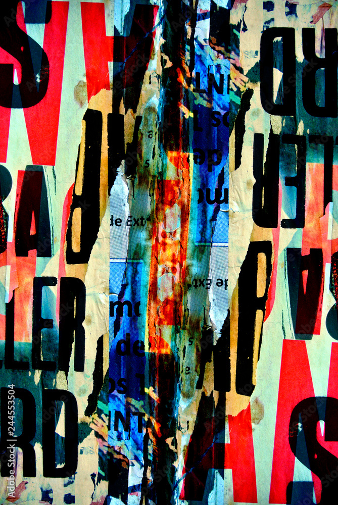 Random background collage paper typography texture on wall Stock Photo ...