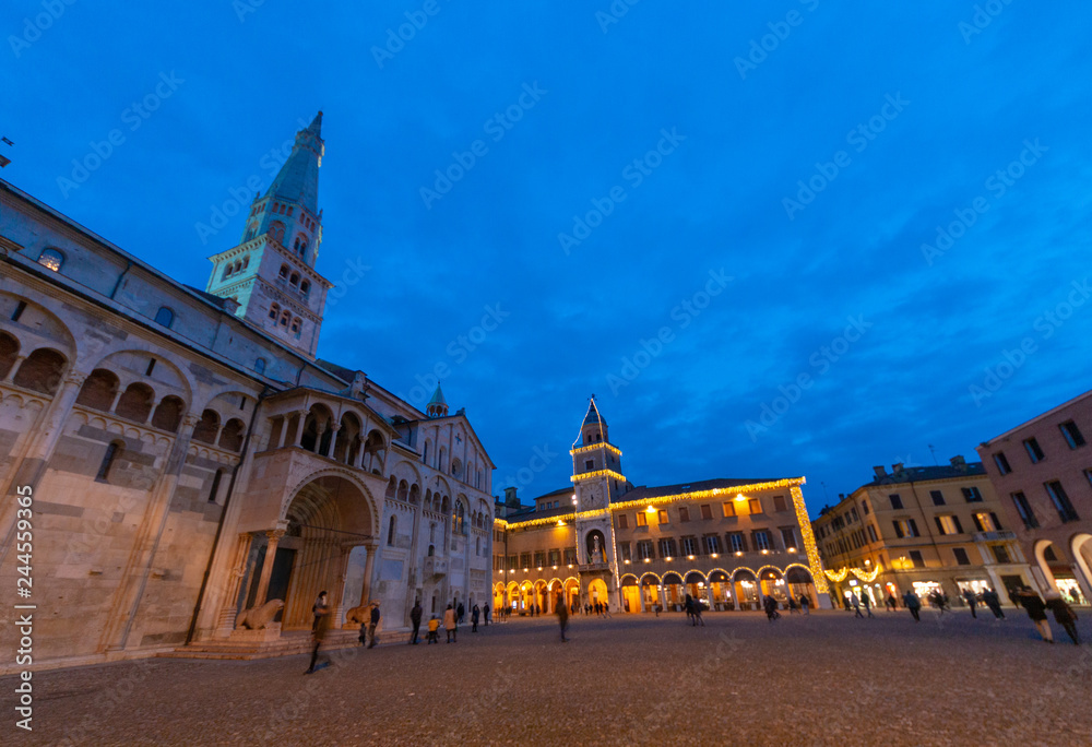 modena piazza Grande, with its cathedral and city's civic tower, has ...