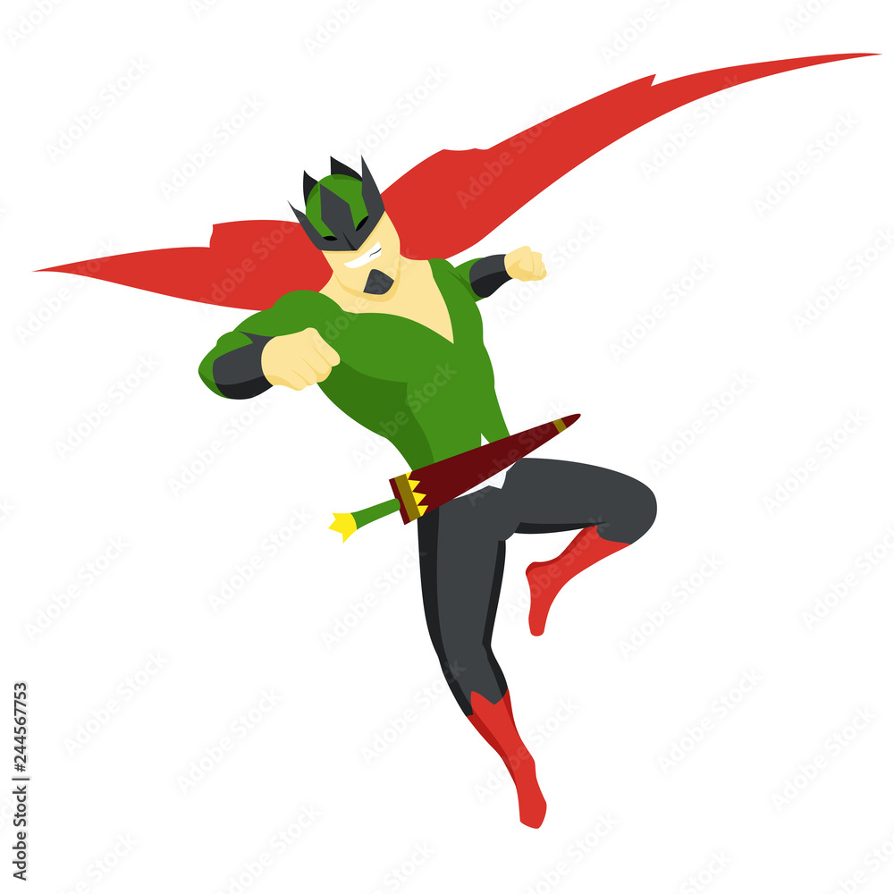 Superhero king actions icon in cartoon colored style jump pose vector ...