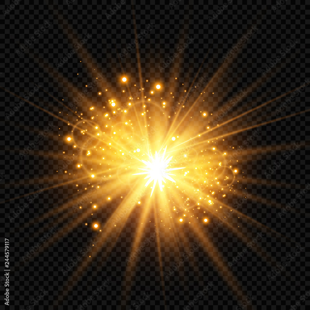 Glow light effect. Vector illustration. Christmas flash Concept. Vector ...