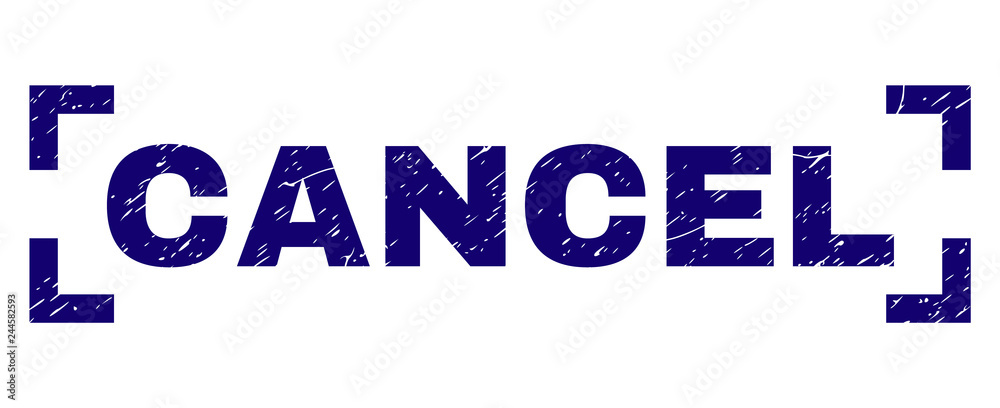 CANCEL text seal print with corroded texture. Text title is placed ...