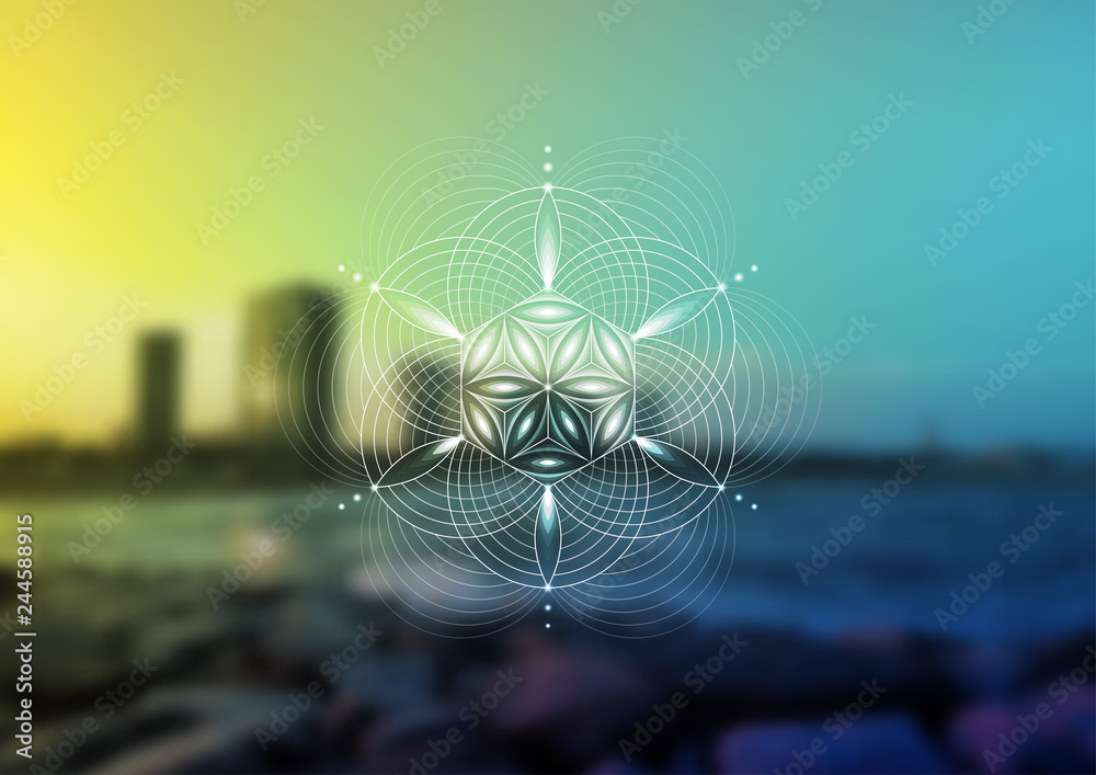 Vector template; Spiritual sacred geometry; Abstract geometric shape ...