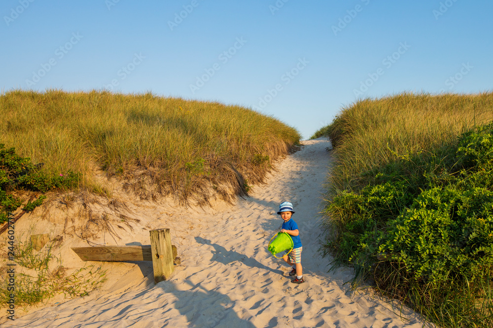Cute baby boy on the beach in Cape Cod Stock Photo | Adobe Stock