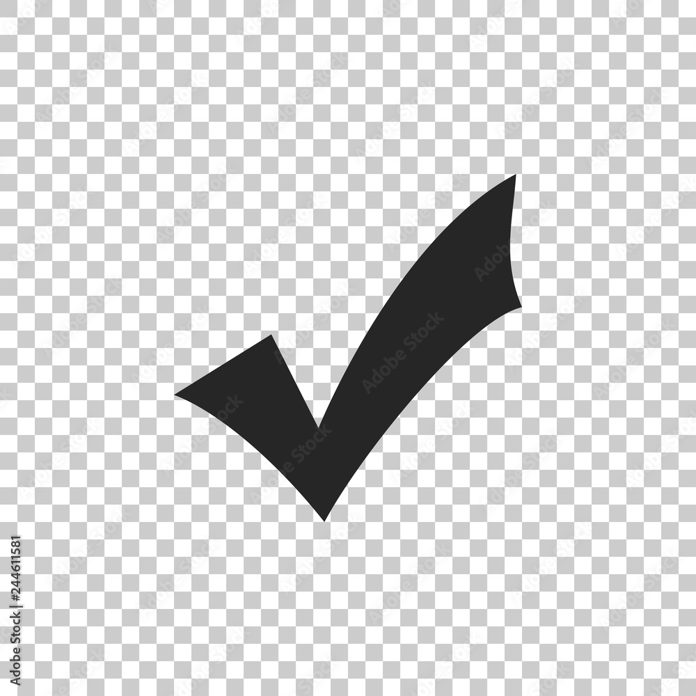 Check mark icon isolated on transparent background. Tick symbol. Flat ...
