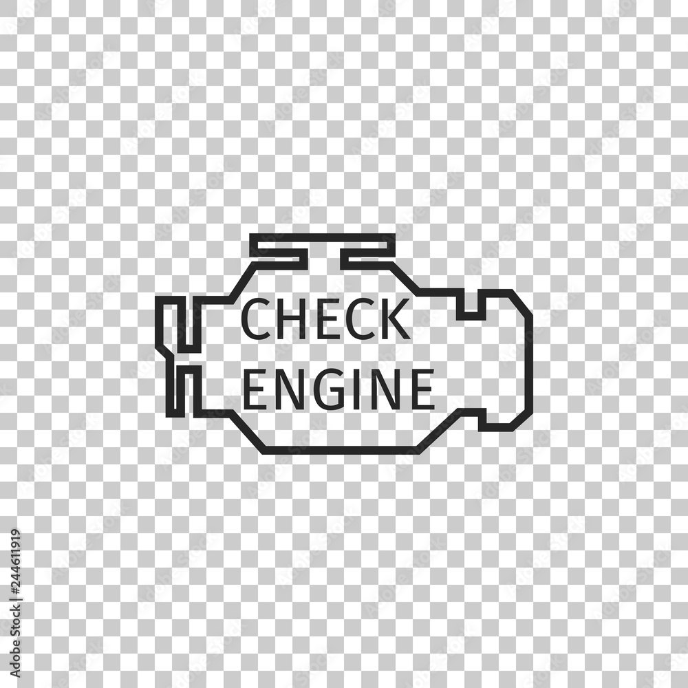 Check engine icon isolated on transparent background. Flat design ...