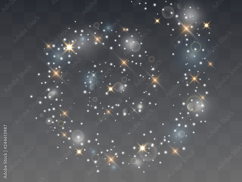 Sparks glitter special light effect. Vector sparkles on transparent ...