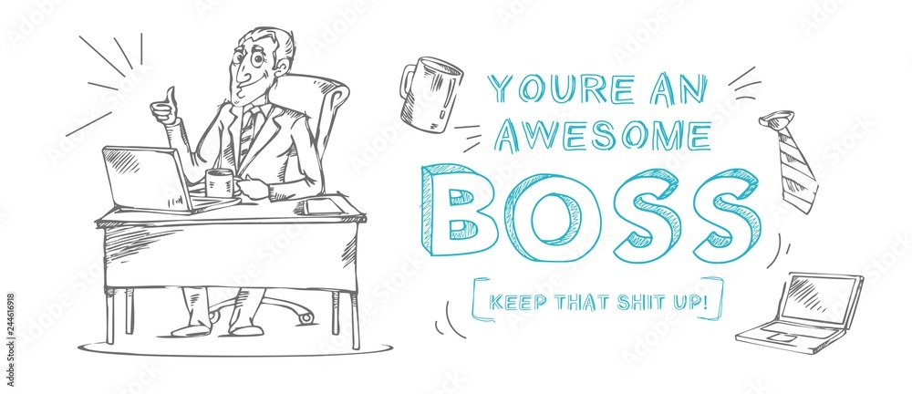 Boss day inspirational and motivational greeting card with inscription ...